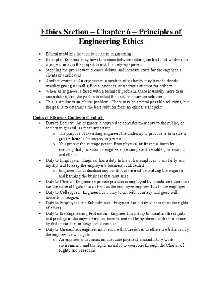 Ethics Section - Chapter 6 - Principles of Engineering Ethics | PDF | Engineer | Employment