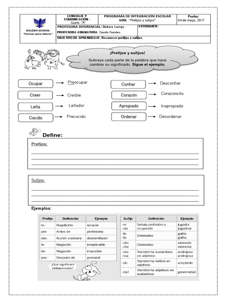 GUIA LENGUAJE Prefijos y Sufijos | PDF