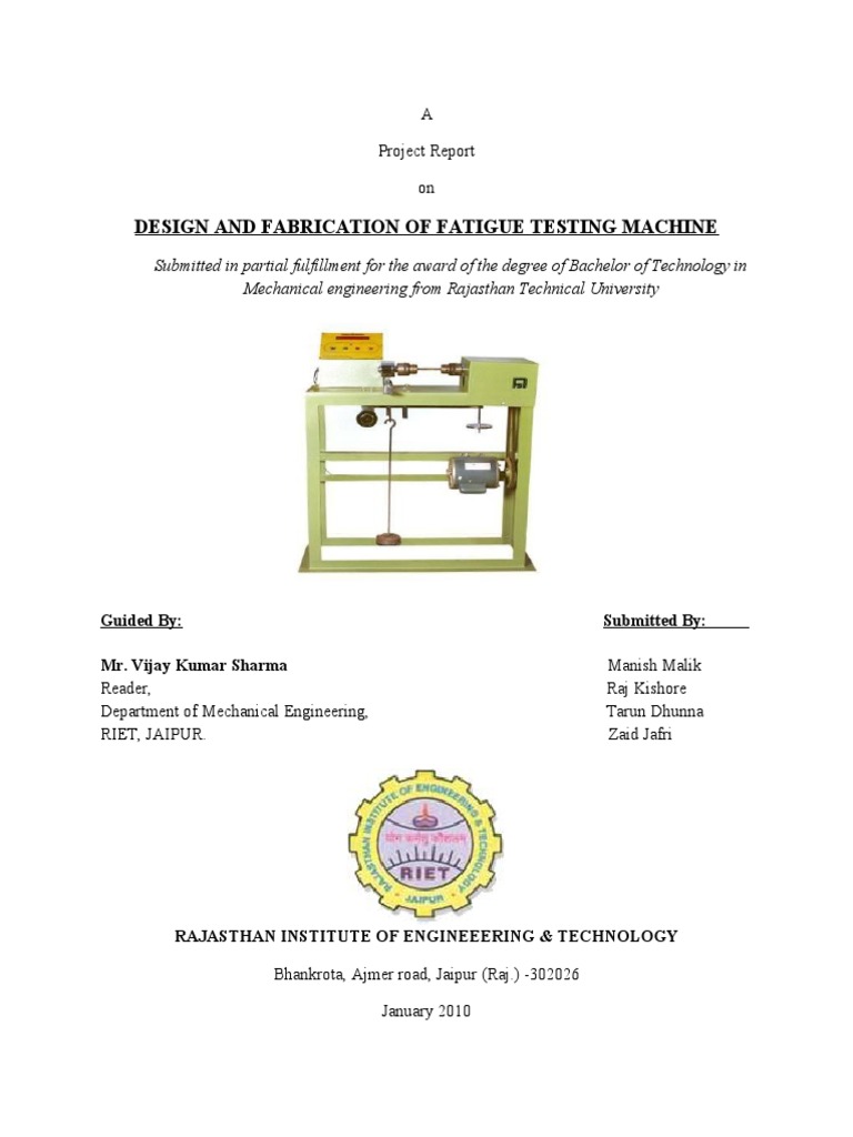 Fatigue Testing Machine Project Report | PDF