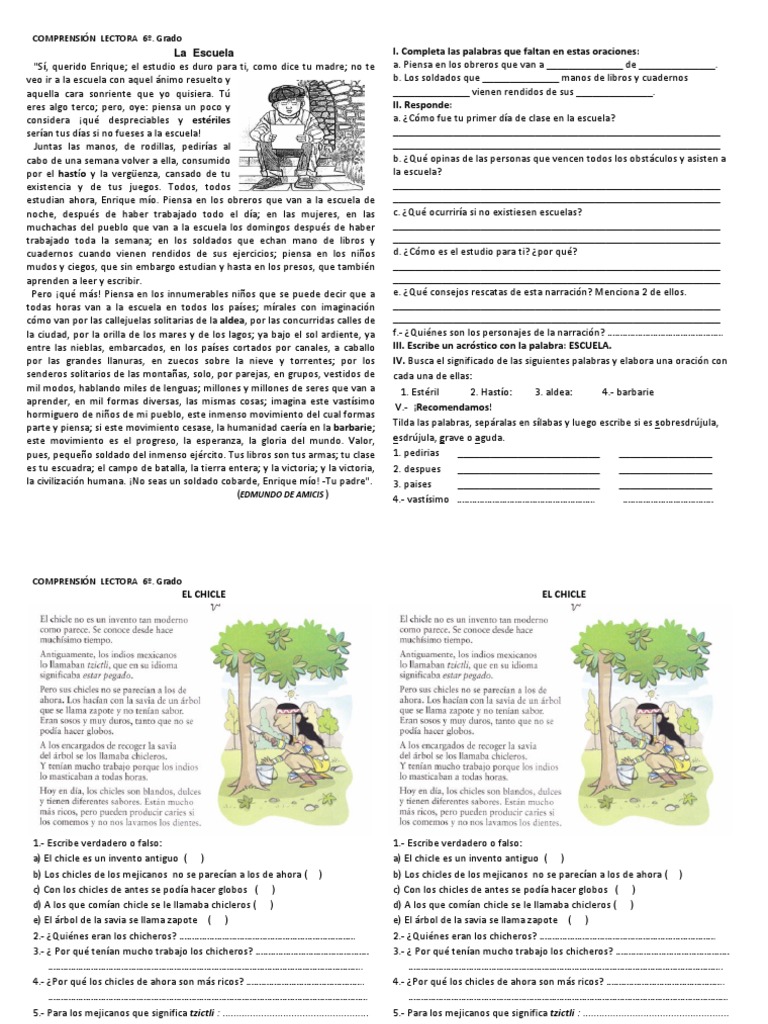 La Escuela - Comprensión Lectora - Mayo | PDF