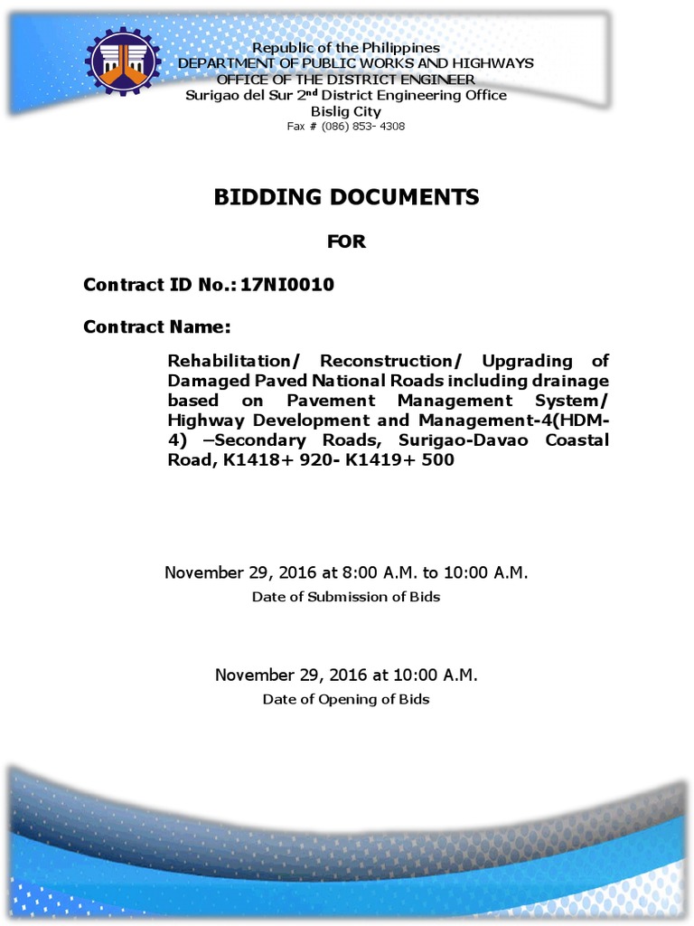 Bidding Documents for Contract ID 17NI0010 | PDF | Construction Bidding ...
