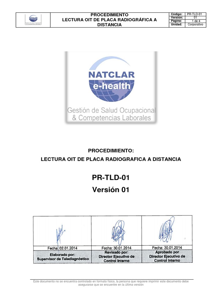 PR-TLD-01 Lectura OIT de Placa Radiográfica A Distancia Ver.01 | Descargar gratis PDF ...