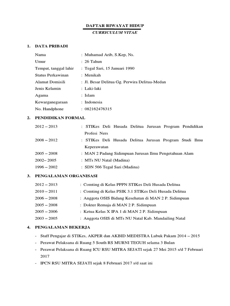 Curriculum Vitae M.arief | PDF | Pengembangan Diri