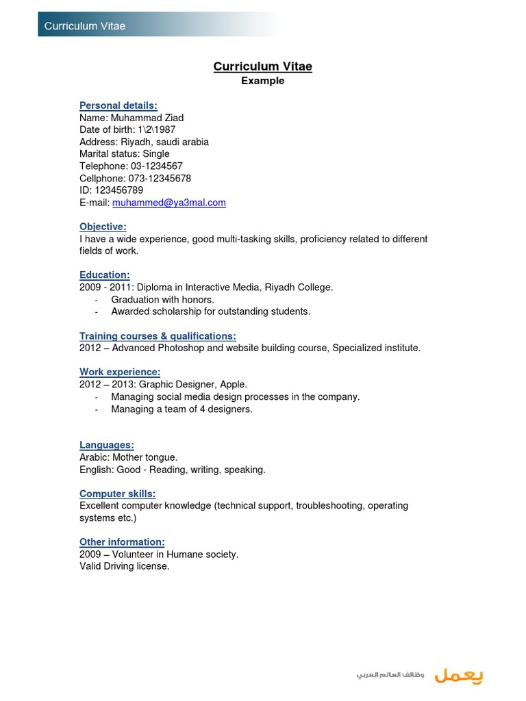 Curriculum Vitae: Personal Details | PDF
