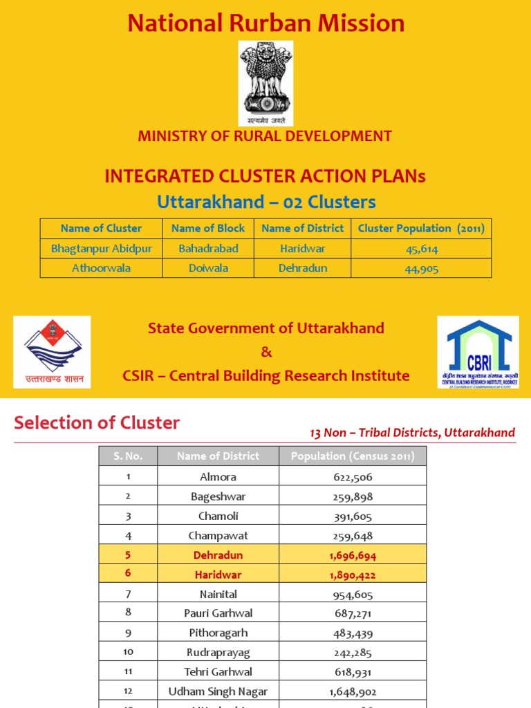 Rural Development Under National Rurban Mission - Uttarakhand State ...