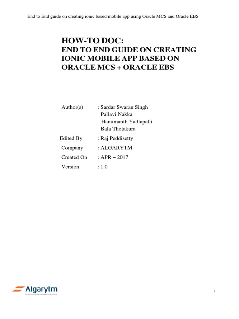 HowtoDoc-End To End Guide On Creating Ionic Mobile Apps With MCS and Oracle EBS | PDF ...