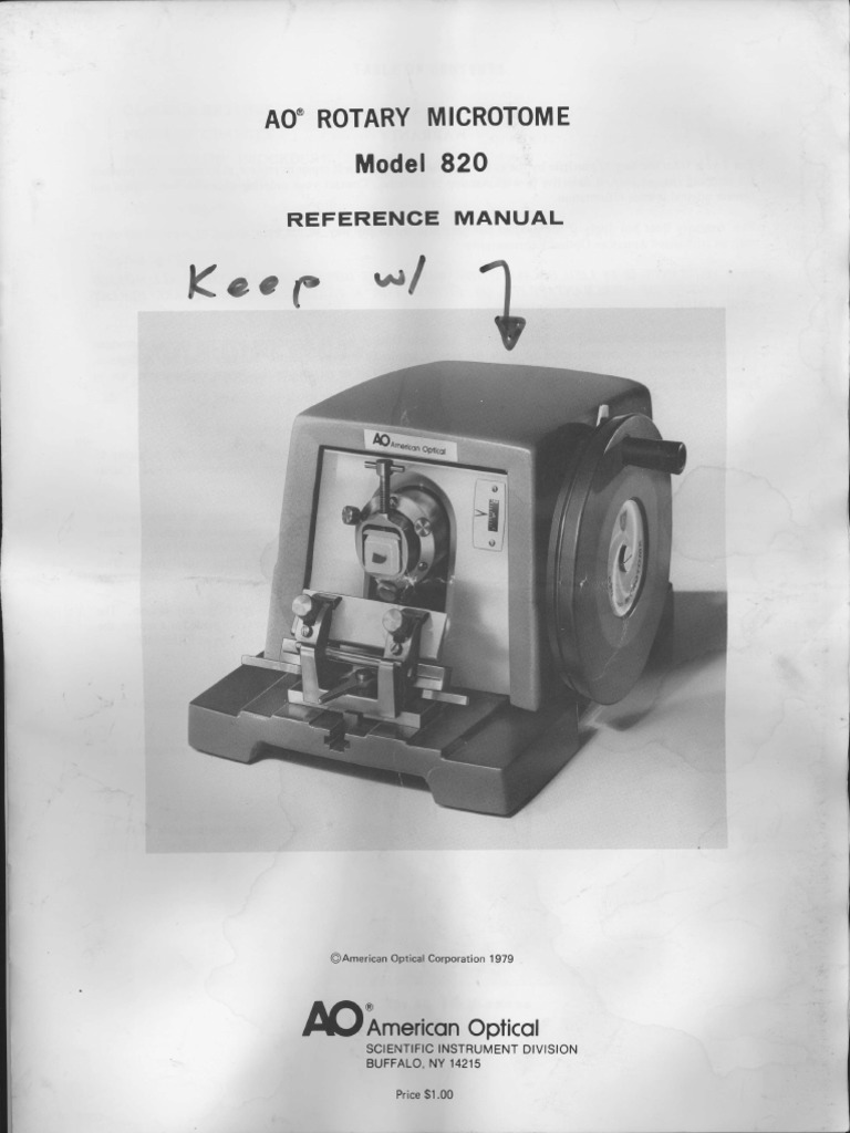 AO 820 Microtome PDF | PDF | Knife | Machines