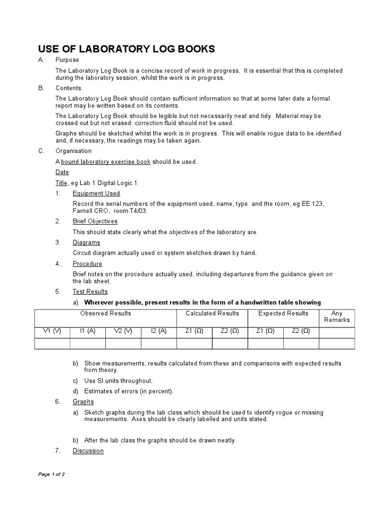 Use of Laboratory Log Books | PDF | Laboratories | Scientific Method