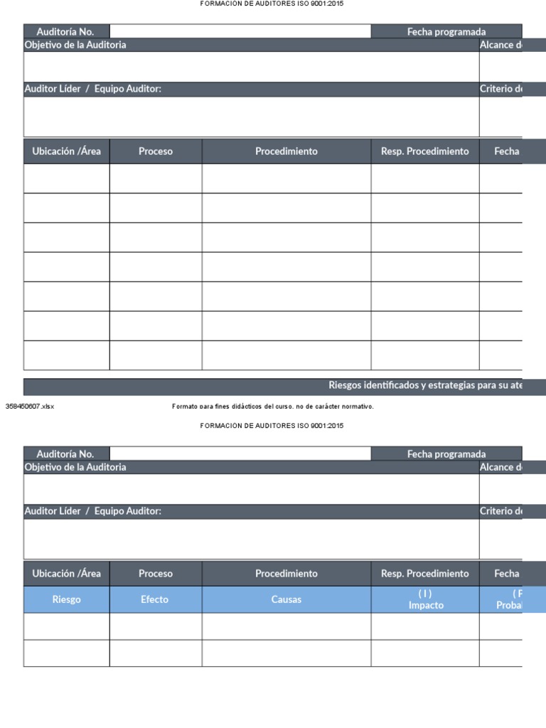 Plantilla Plan Auditoria Interna de Calidad ISO 9001 2015 | Tecnología ... Plantilla Plan Auditoria Interna de Calidad ISO 9001 2015 | Tecnología ...