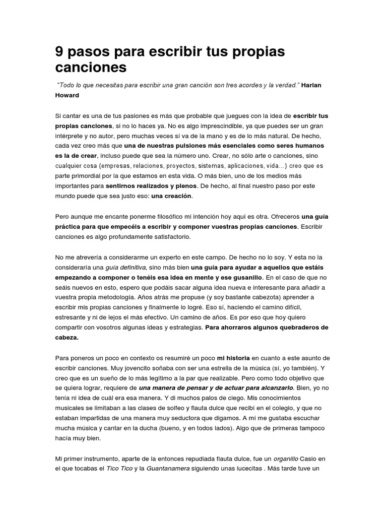9 Pasos Para Escribir Tus Propias Canciones | Acorde (Música) | Piano ...