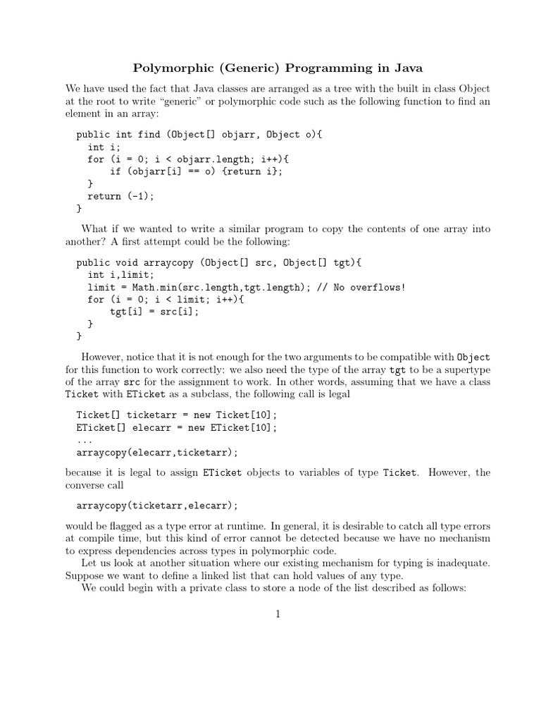 Polymorphic Generic Programming In Java Pdf Class Computer Programming Parameter 8126