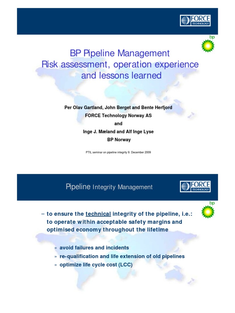 4 BP Pipeline Management Risk Assessment, Operation Experience and ...