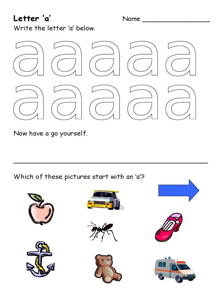 Learn to Write the Letter 'a' | PDF