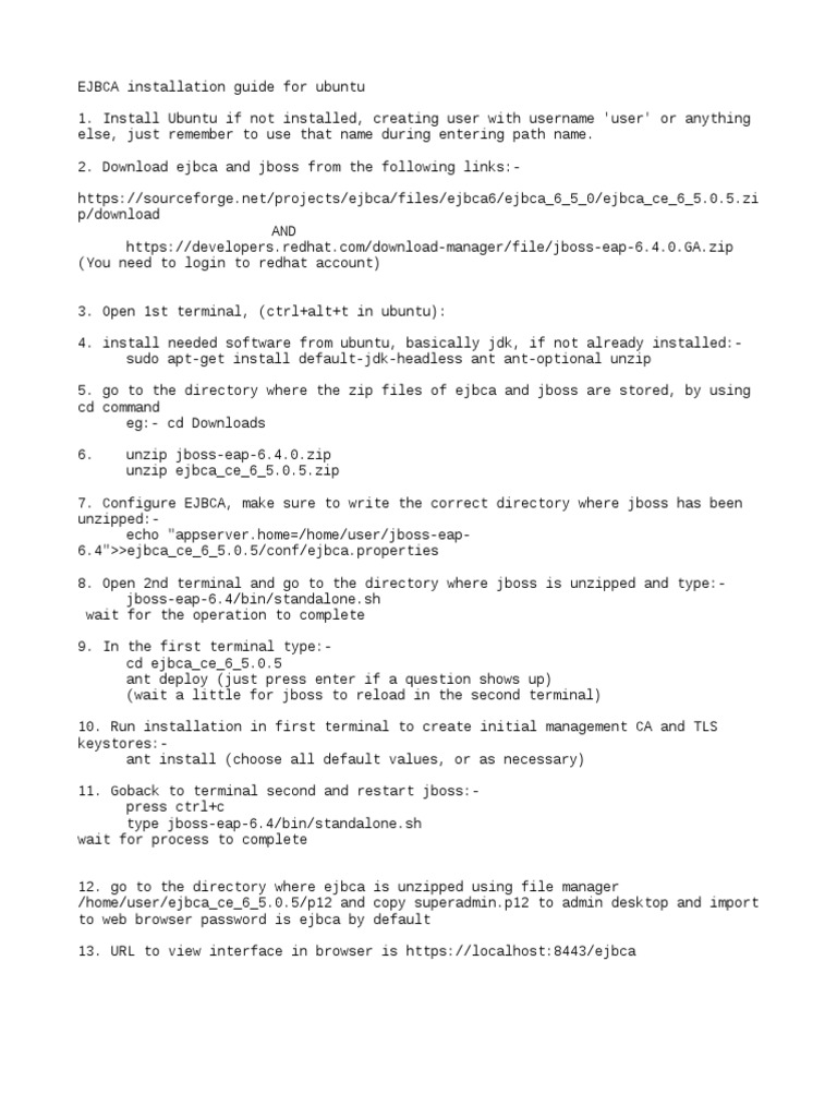 EJBCA Installation Guide for Ubuntu | PDF | User (Computing) | Zip (File Format)