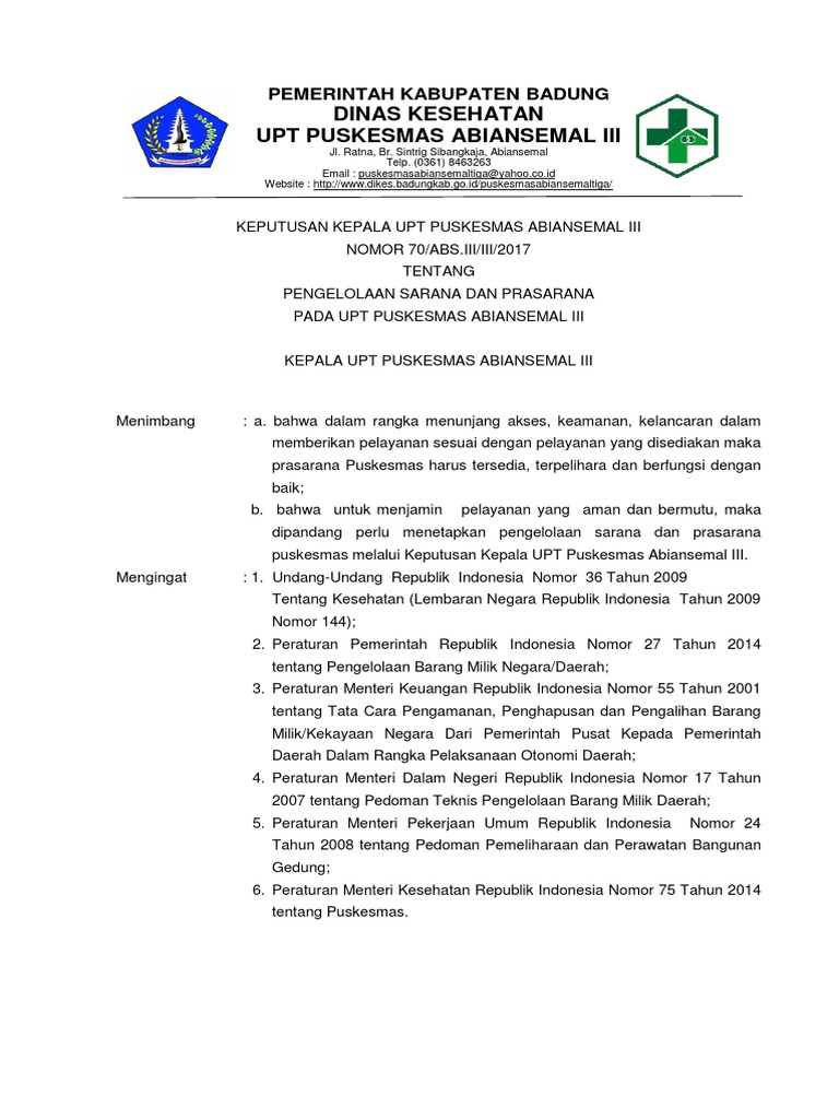 SK Pengelolaan Sarpras | PDF