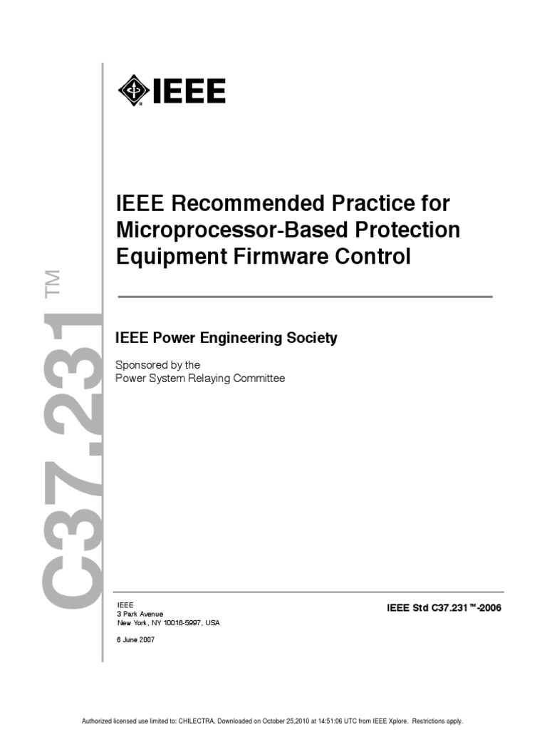 IEEE Recommended Practice For Microprocessor-Based Protection Equipment ...