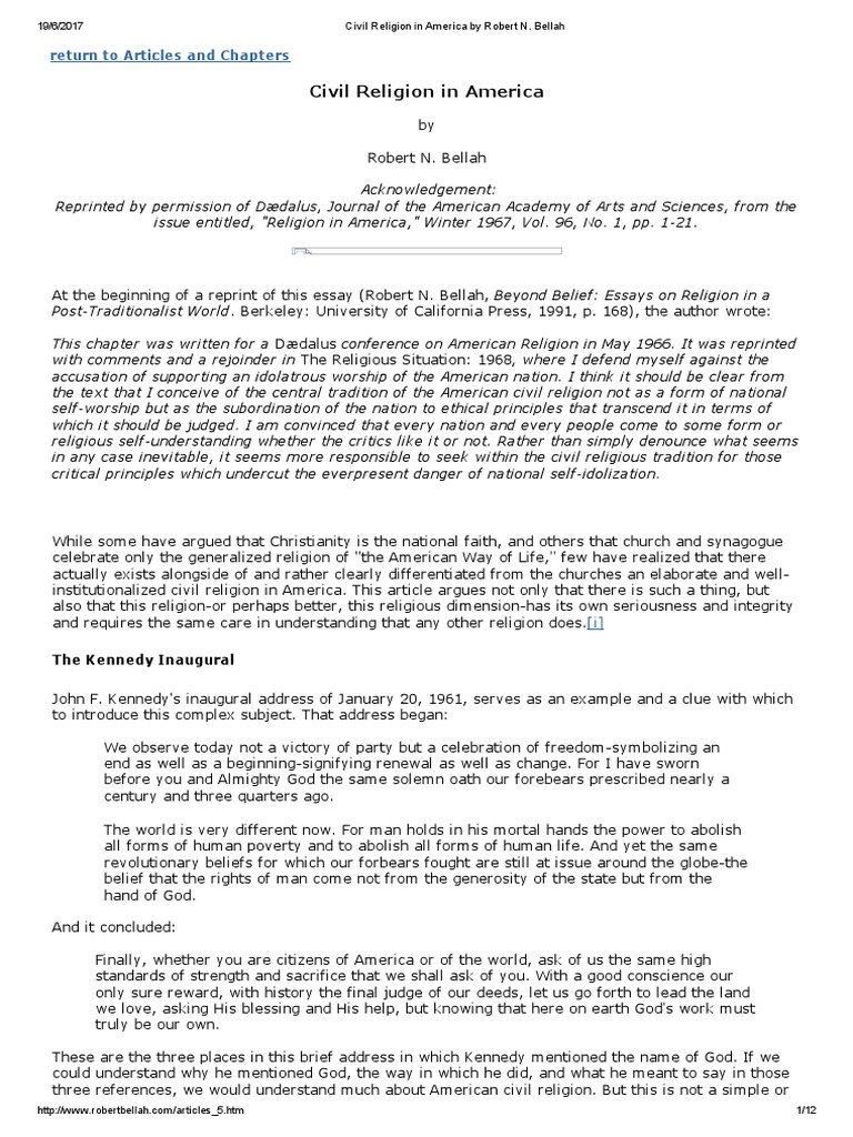 Civil Religion in America by Robert N | PDF | Oath Of Office ...