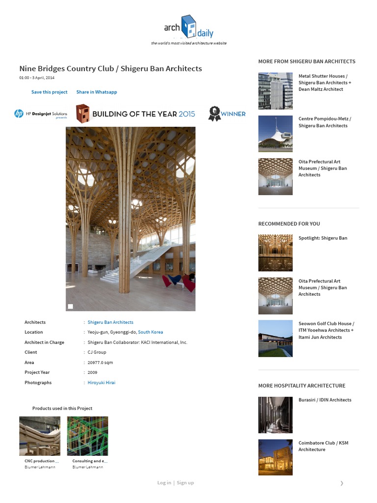 Nine Bridges Country Club - Shigeru Ban Architects - ArchDaily ...