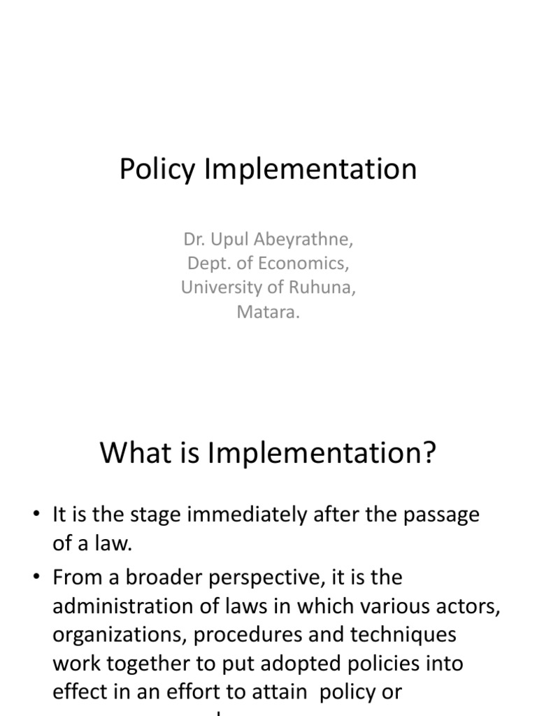Policy Implementation | PDF | Advocacy Group | Policy