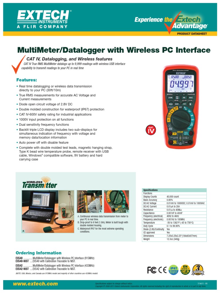 Multimeter/Datalogger With Wireless PC Interface: Cat Iv, Datalogging ...