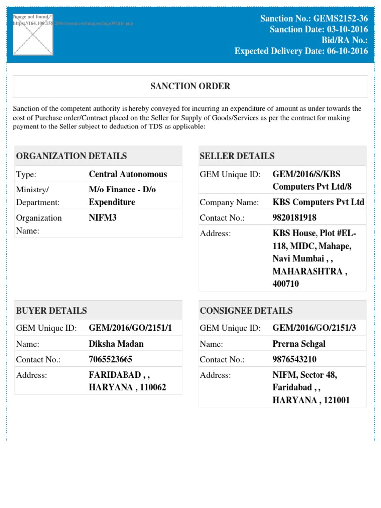 Sample Sanction Order | PDF | Expense | Payments