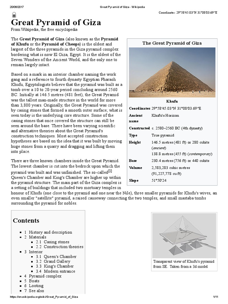 Great Pyramid of Giza - Wikipedia | Egyptian Pyramids | Archaeology