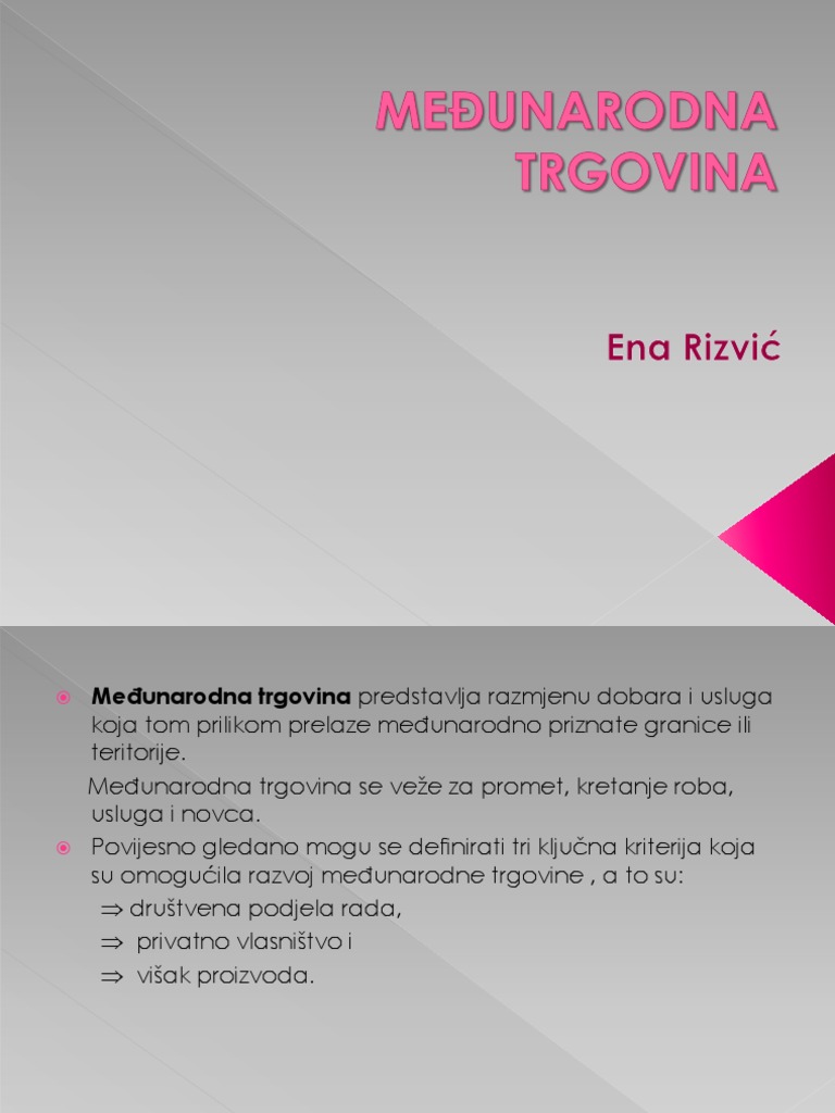 MEĐUNARODNA TRGOVINA-prezentacija | PDF
