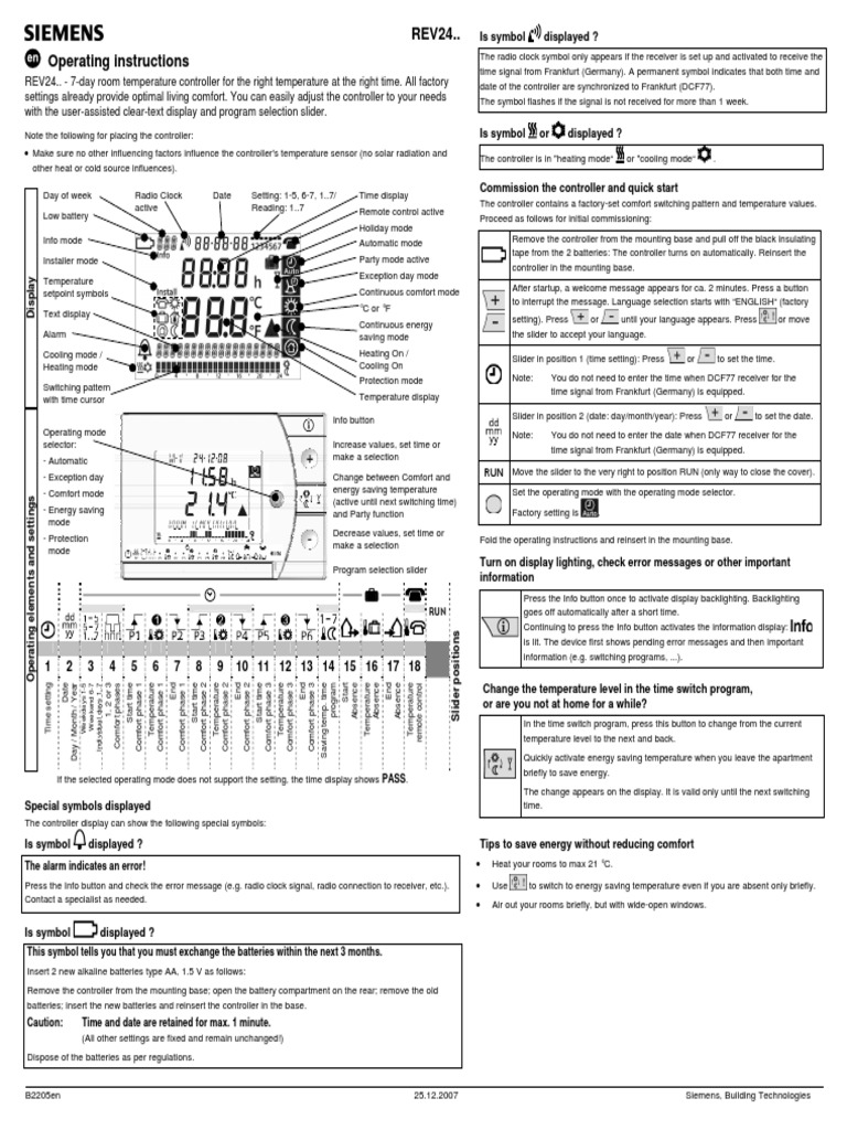 Manual Siemens REV24 | PDF | Clock | Temperature