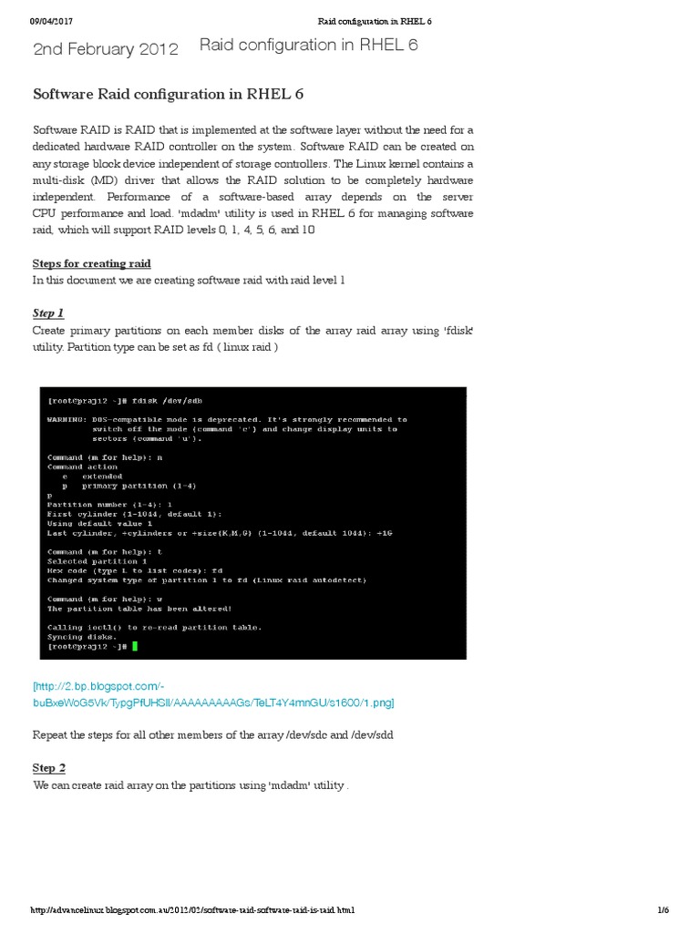 Raid Configuration in RHEL 6 | PDF | Utility Software | Computer Hardware