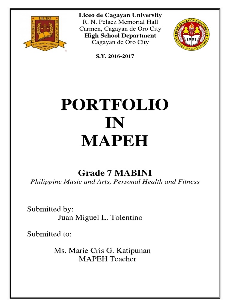 Portfolio IN Mapeh: Grade 7 MABINI | PDF