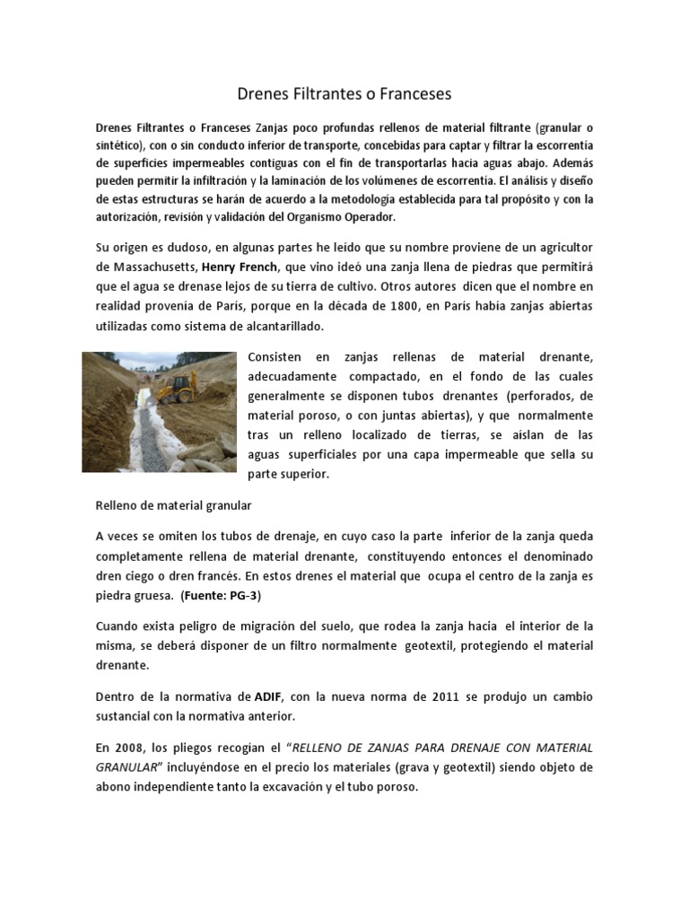 Drenes Filtrantes o Franceses | PDF | Suelo | Agua