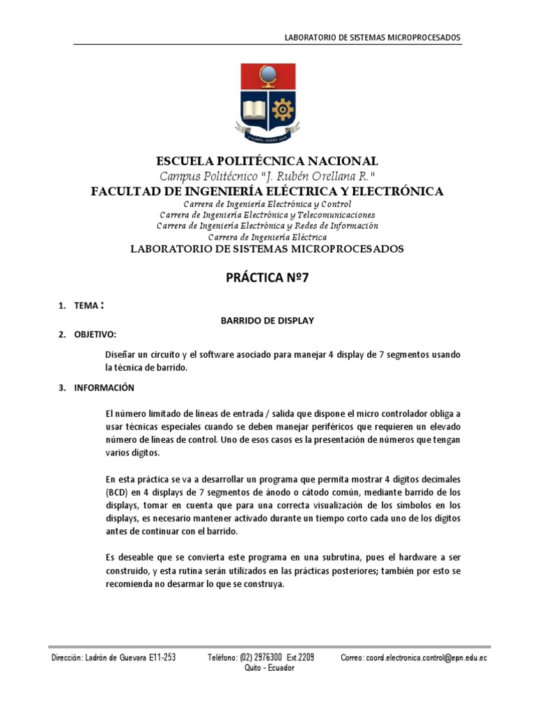 Lab Sistemas MIcroprocesados Practica7 2017A | PDF | Decimal codificado en binario | Transistor