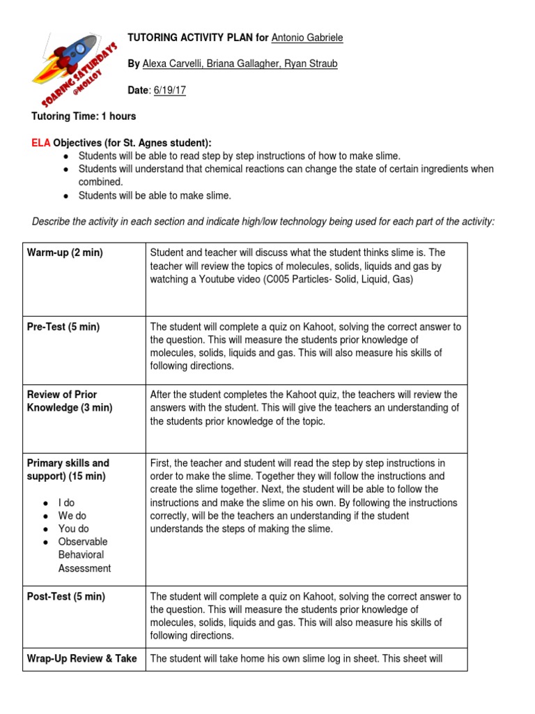 Tutoring Plan 5 | PDF | Gases | Educational Assessment