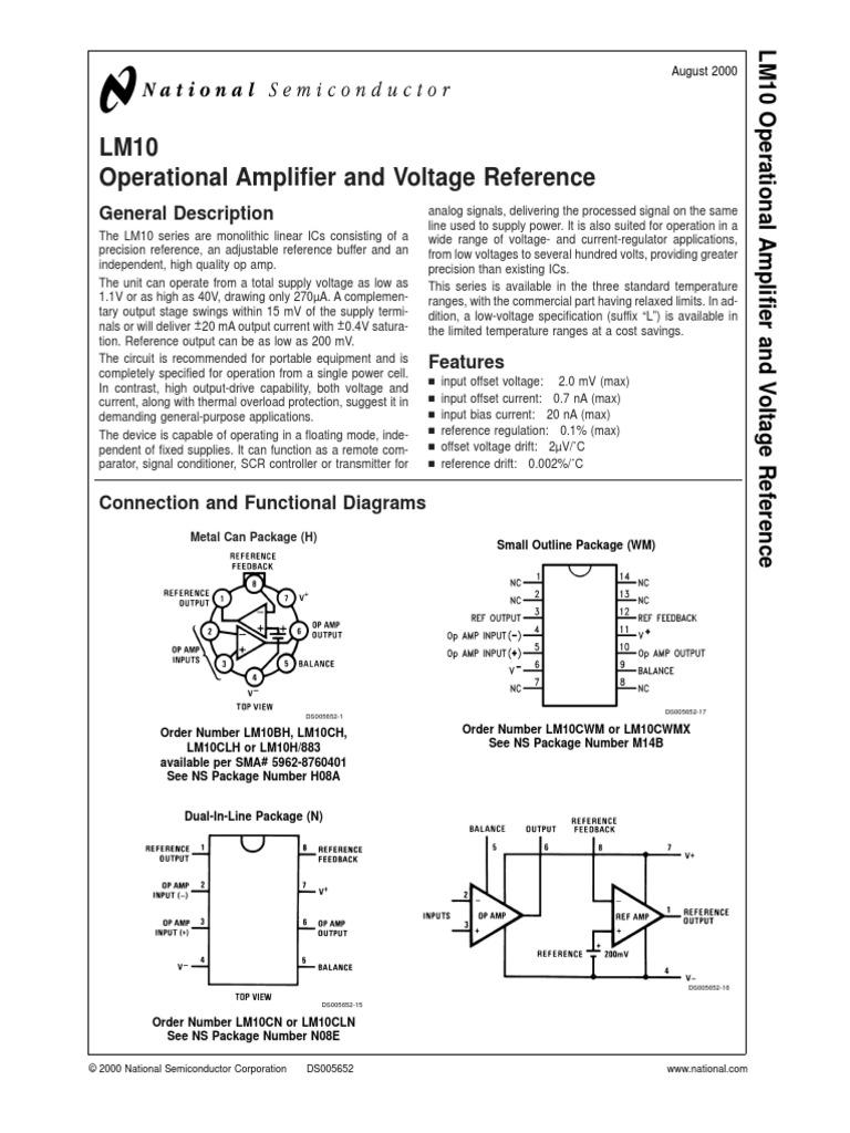 LM10 PDF | PDF | Operational Amplifier | Amplifier
