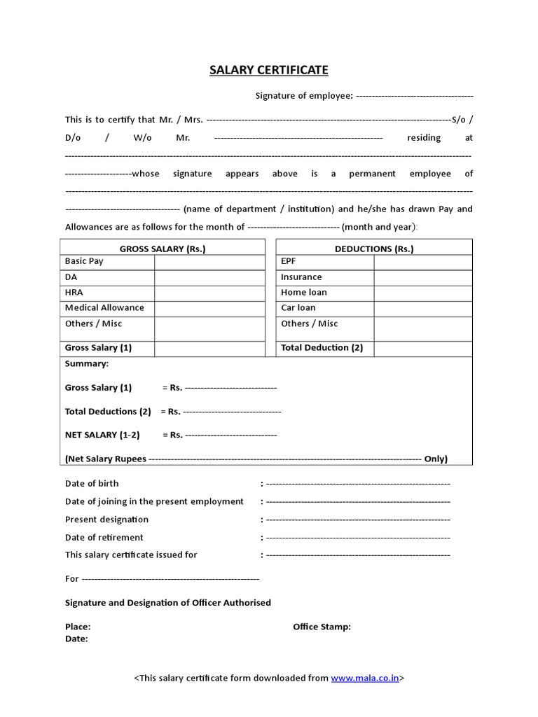 Salary Certificate Format | PDF | Rupee | Service Industries