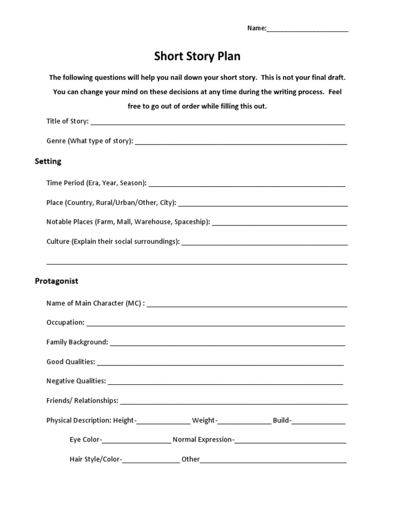 Short Story Plan | PDF | Plot (Narrative) | Leisure