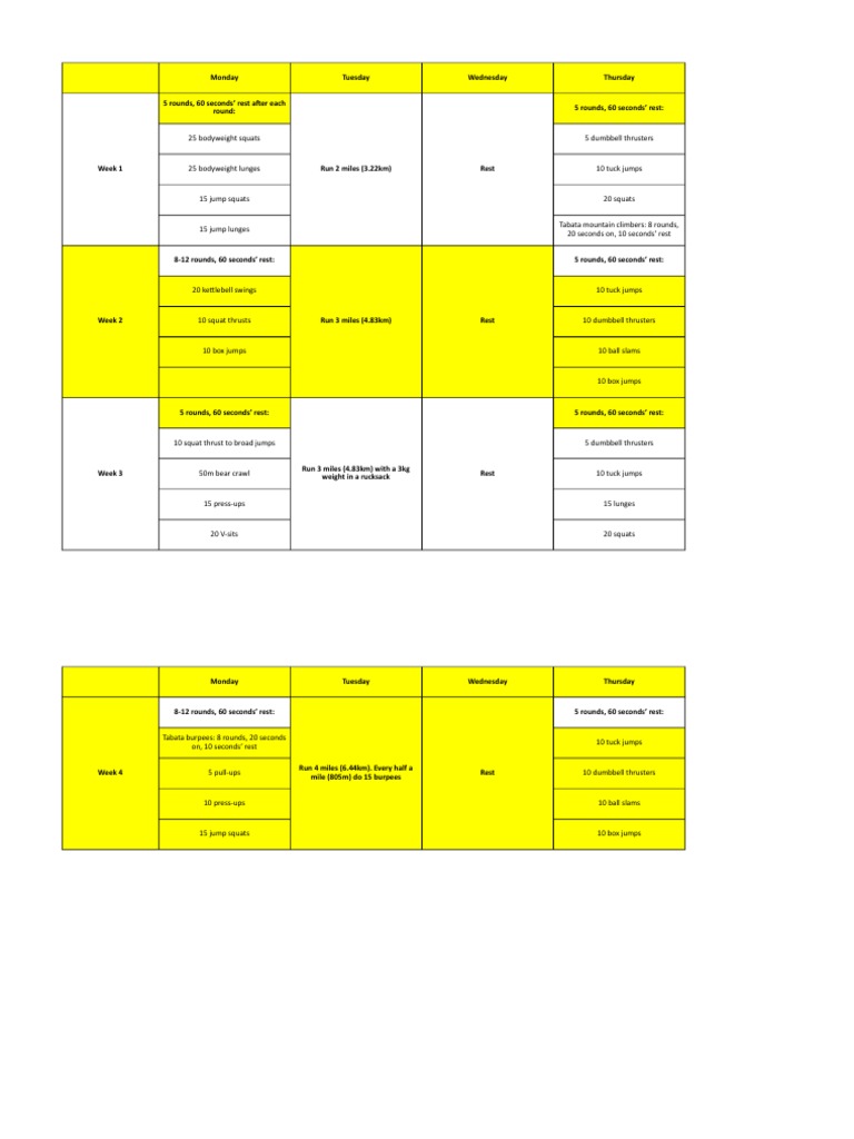 Tough Mudder Training Plan | PDF | Kettlebell | Recreation