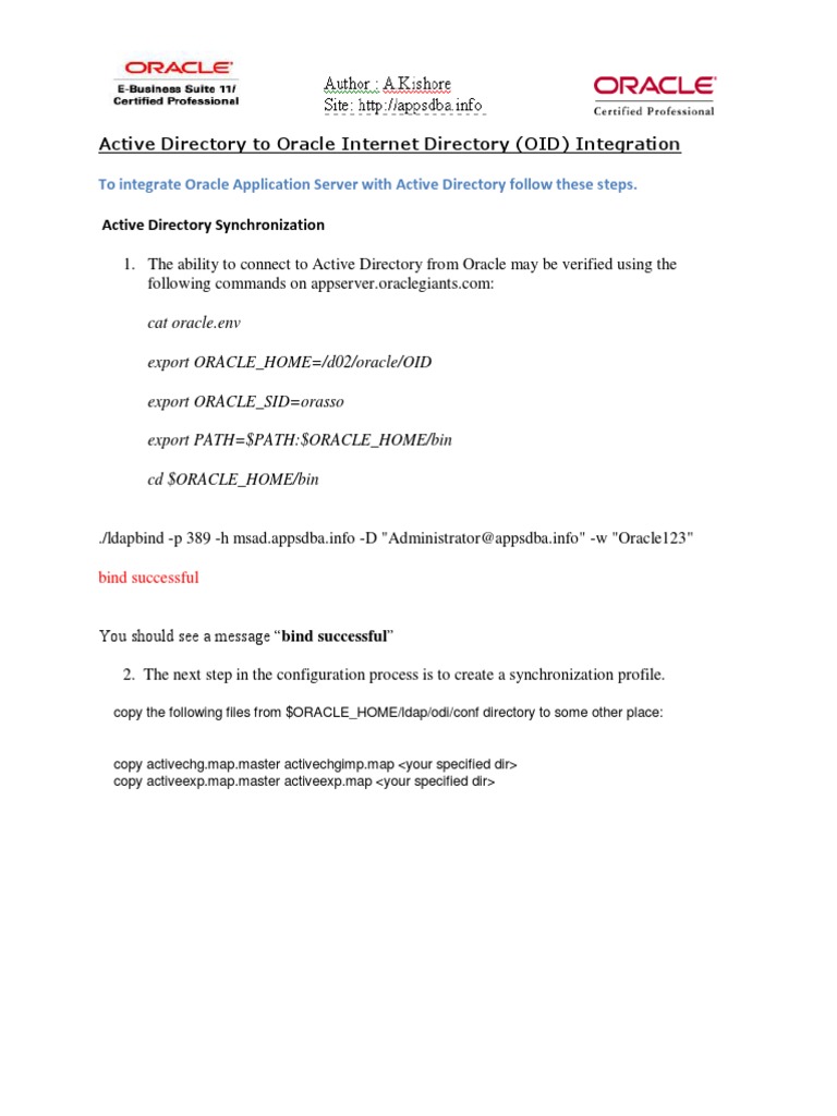 Active Directory to OID Integration | PDF | Active Directory | Password