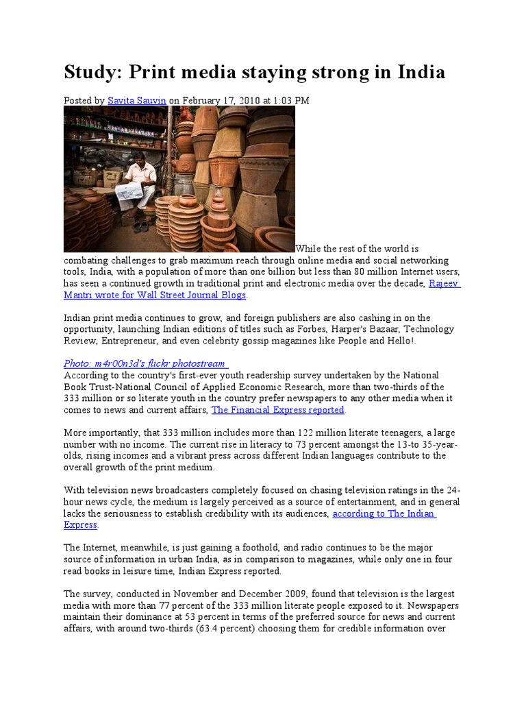 Print Media Growth in India 2023 | PDF | Mass Media | Newspapers