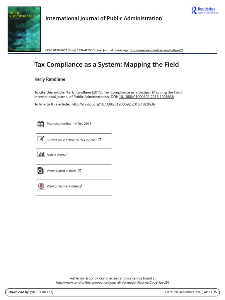 Tax Compliance As A System - Mapping The Field PDF | PDF | Tax Evasion ...