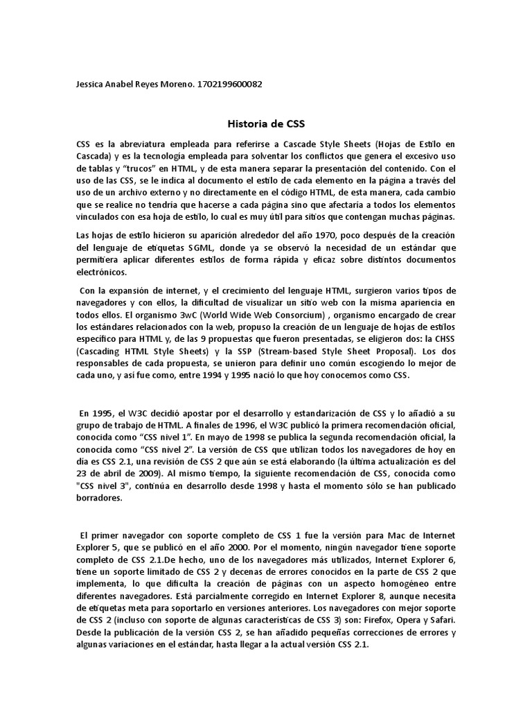 Historia del CSS y sus versiones | PDF | HTML | Hojas de estilo en cascada