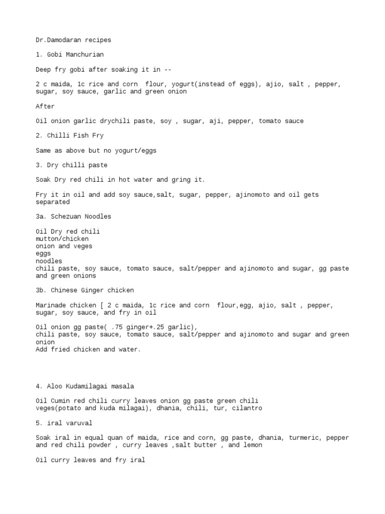 Chef Damodaran Recipes | PDF | Curry | Chili Pepper