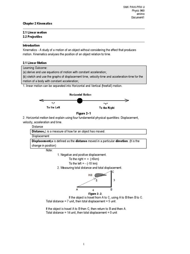 Chapter 2 Kinematic | PDF | Velocity | Acceleration