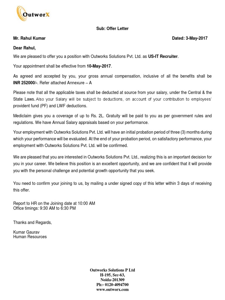 Outworx | PDF | Employment | Salary