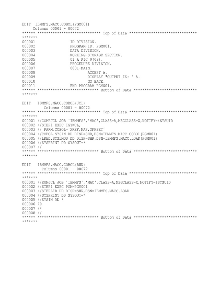 Ibm Cobol Sample Program | PDF