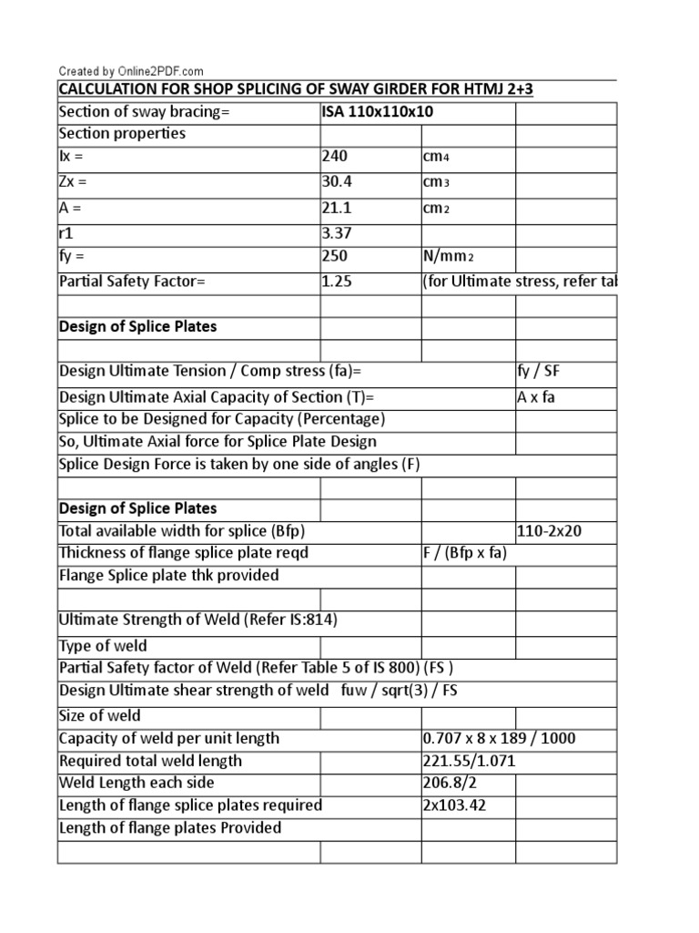 Beam Welded Splice Design | PDF