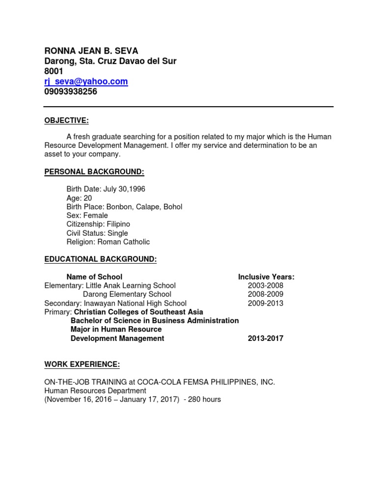 Ronna Jean B. Seva Darong, Sta. Cruz Davao Del Sur 8001 09093938256 | PDF