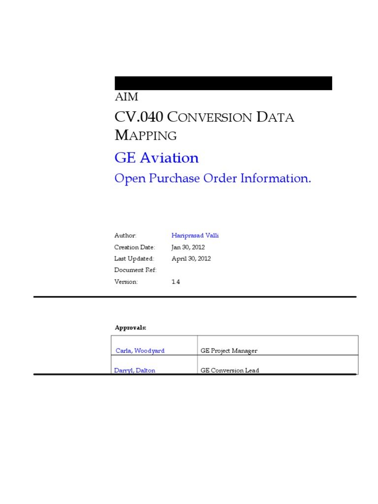CV040 STD PO Conversion v1.4 | PDF | Oracle Database | Databases