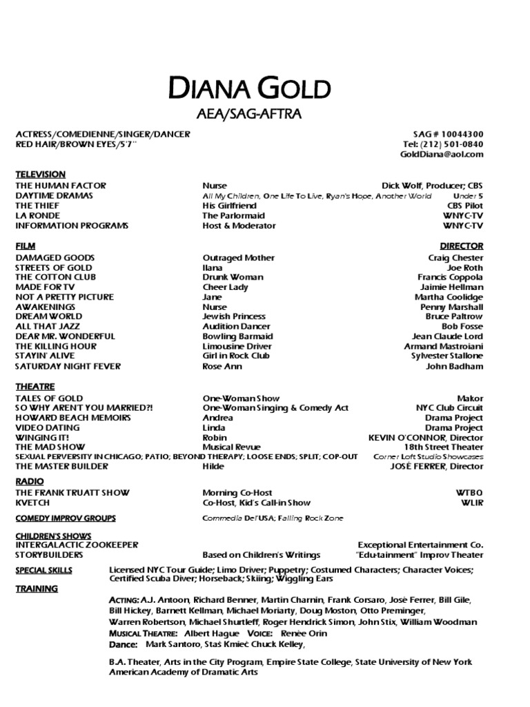 Diana Gold: Versatile Performer | PDF | Performing Arts | Entertainment
