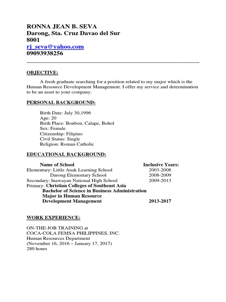 RJS Resume and AL | PDF | Human Resource Management | Human Resources